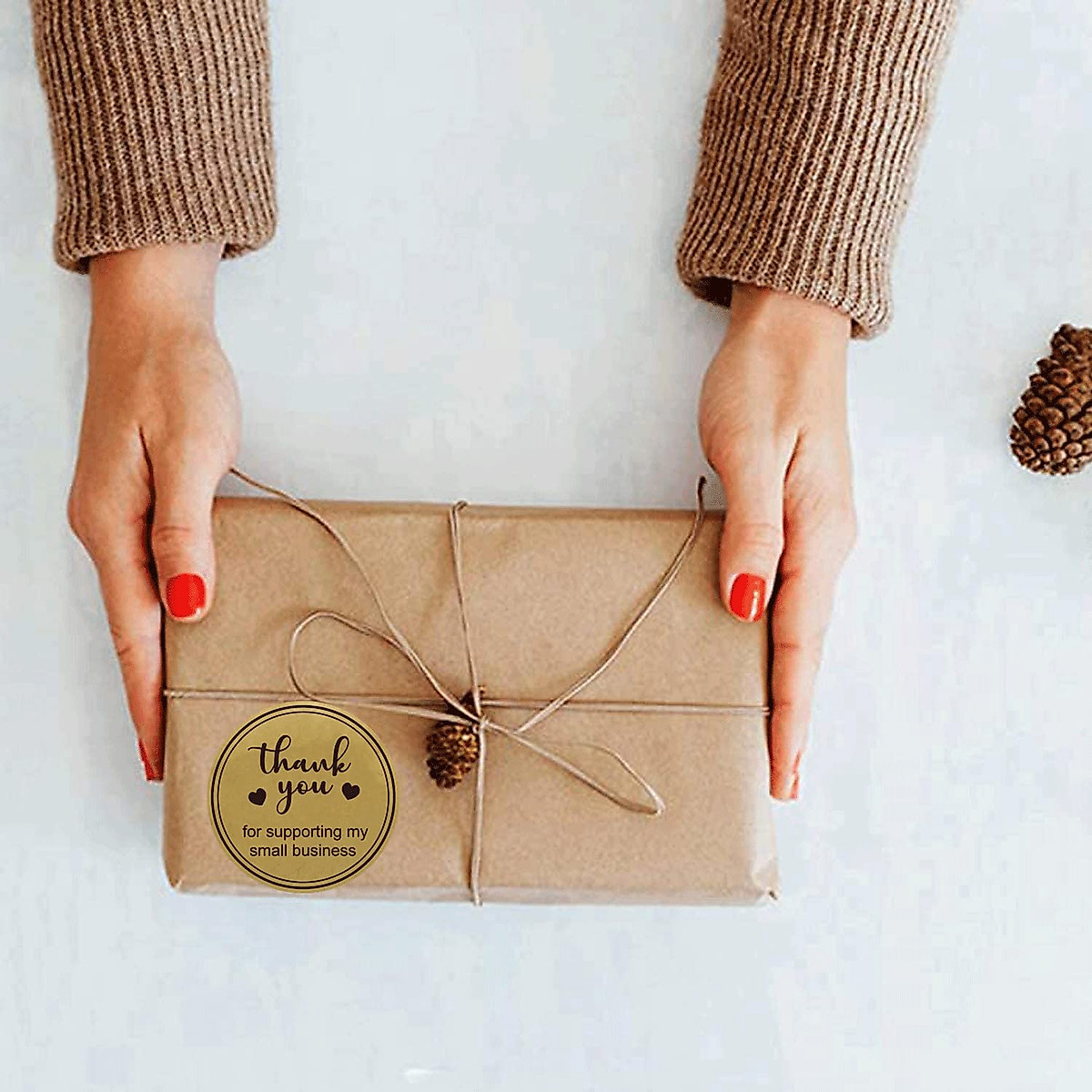 2 Inch Kraft Valentine's Day Thank You for Supporting My Small Business Stickers with Hearts - Heart Valentines Present Gift Thank You Labels Seals for Bubble Mailers and Gift Bags 500 Pcs