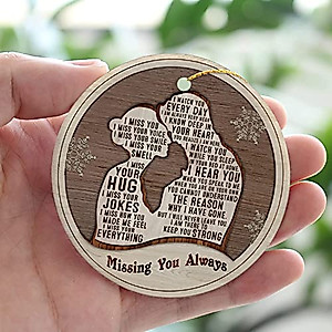 HYTURTLE My Love in Heaven Circle Ornaments, I Miss You Missing Always Circle Ceramic Ornament, Gifts for Loss of Husband, Memorial Husband in Heaven Ornament Gift for Widow On Christmas, 3' Inch