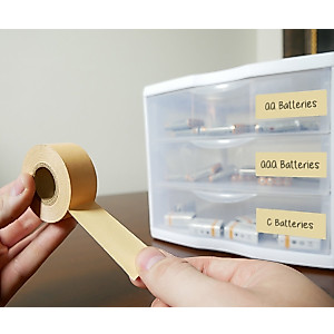 ChromaLabel 1 inch Clean Remove Color Code Labeling Tape, 500 inch Roll, Tan