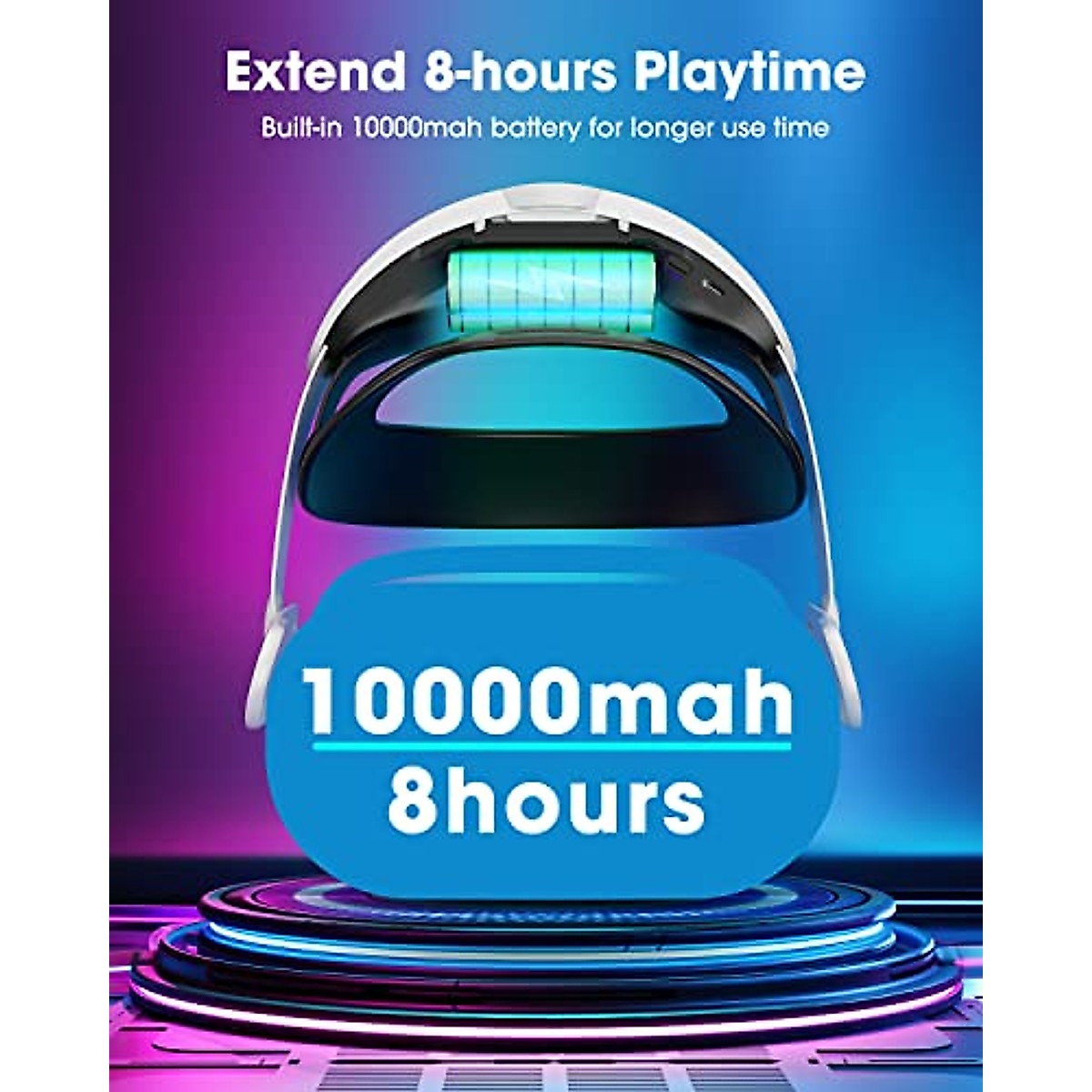 MORKOO 10000mAh Battery Pack for Extended 8H Playtime Compatible with Oculus Quest 2 - Adjustable Head Strap Elite Strap Replacement for Enhanced VR Support and Immersive Comfort, VR Headset