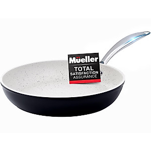 Mueller 10-Inch Fry Pan, Heavy Duty Non-Stick German Stone Coating Cookware, Aluminum Body, Even Heat Distribution, No PFOA or APEO, EverCool Stainless Steel Handle, Grey