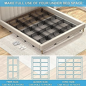 IVMAIE 2 Pack Metal Under Bed Storage with Wheels, Foldable Underbed Shoe Storage Organizer Containers, Tool-Free Assembly Under Bed Rolling Storage Drawer Cart for Bedroom, Clothes, Toys