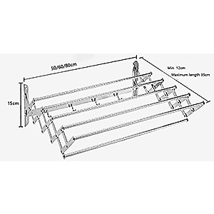 SEIFE Wall Mounted Towel Rack Drying Rack Retractable Airers Washing Line Indoor Folding Extendible Towel Shelf with Hooks Stainless Steel for Balcony Bathroom Terrace Bathroom Shelves