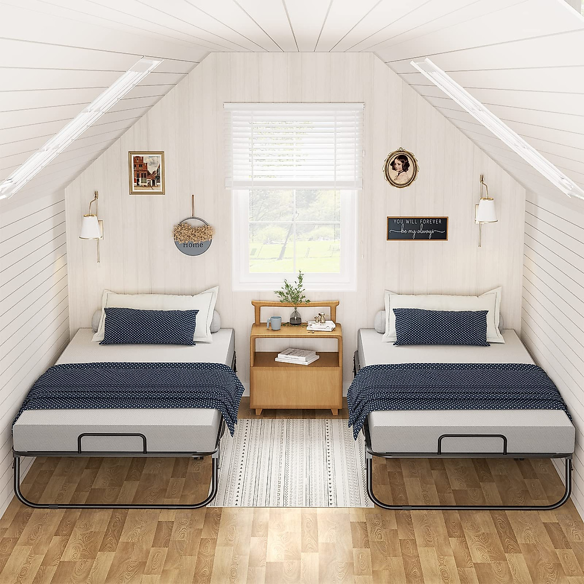 Homieasy Folding Bed with Mattress - 38 Inch Twin Size Rollaway Bed for Adults, Portable Foldable Bed with Storage Cover, Extra Guest Bed on Wheels (75” x 38”)