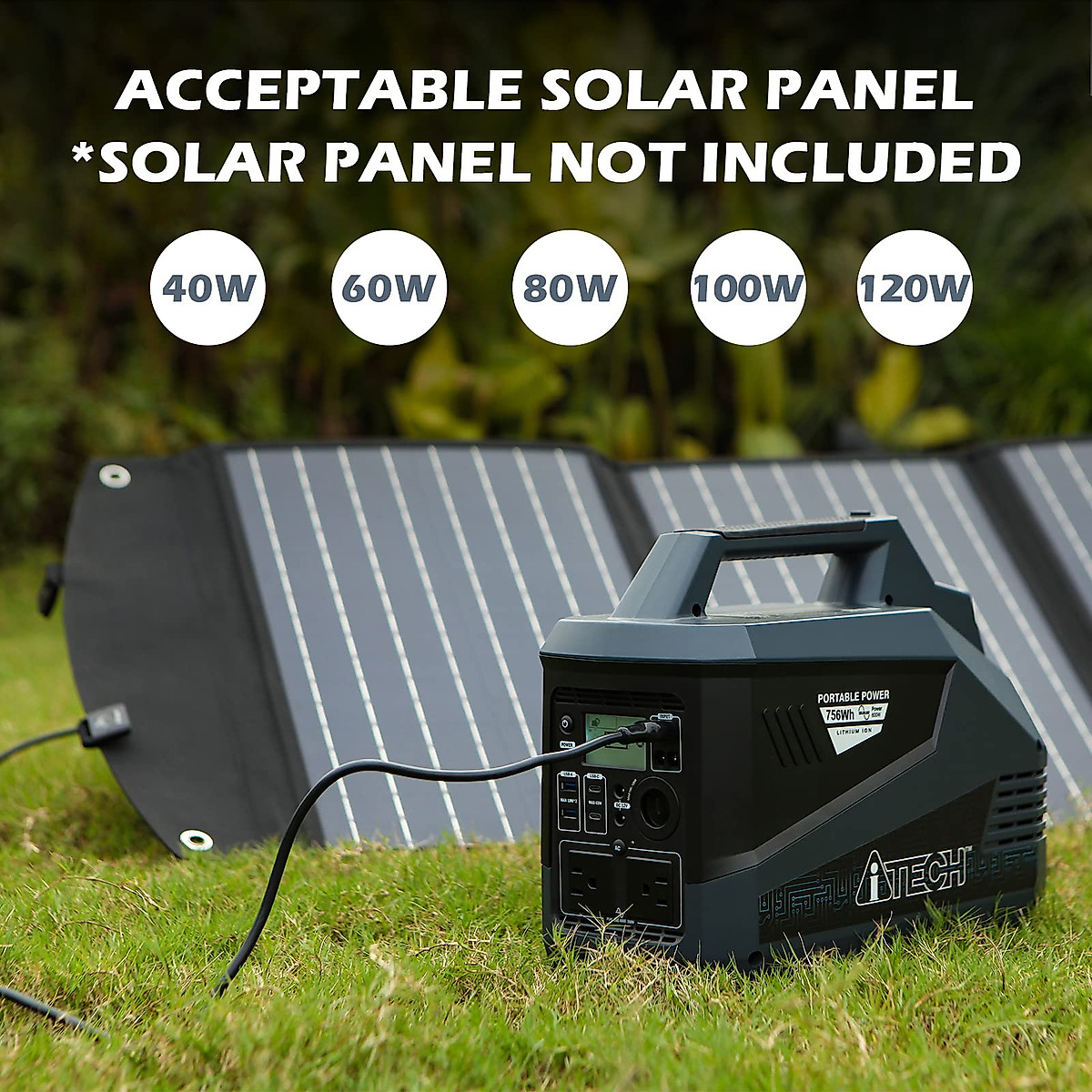 A-ITECH 786 Wh Portable Power Station 600W, Lithium Battery Capacity Solar Generator with AC Outlets, DC, USB-C, Backup Supply for Camping, Outdoor, RV, Emergency