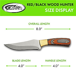 SZCO Supplies 8.5” Red/Black Cardinal Wood Handled Outdoor Hunting Knife With Leather Sheath