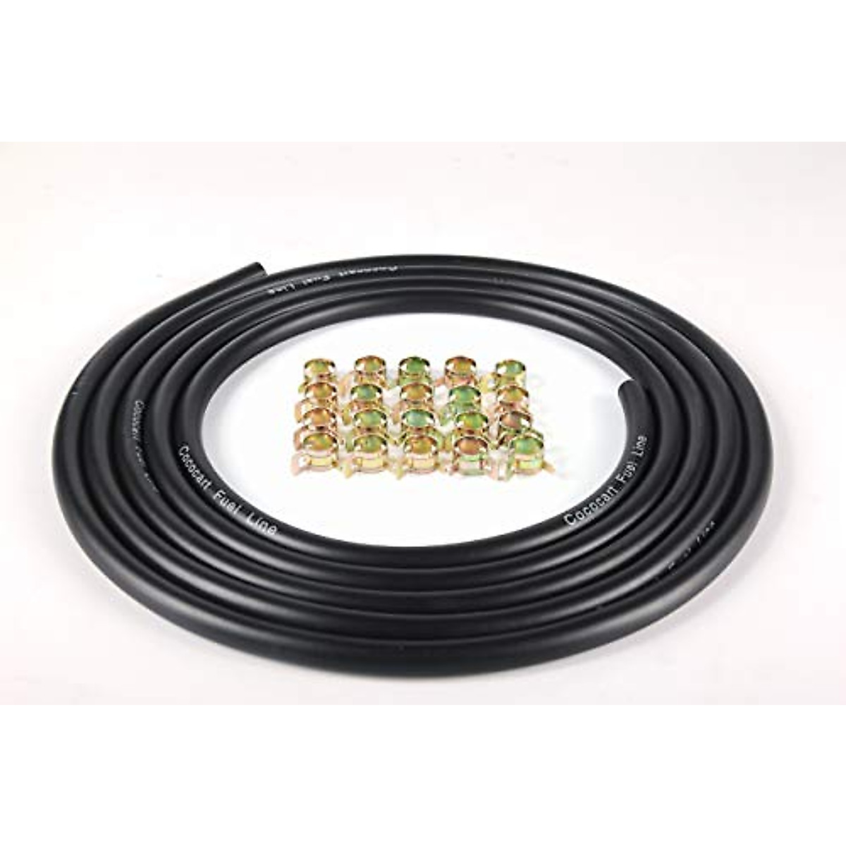 CocoMocart 10-Foot Length Stretchy 1/4 Inch ID Fuel Line+20pcs 2/5" ID Hose Clamps for Kawasaki Kohler Briggs & Stratton Small Engines