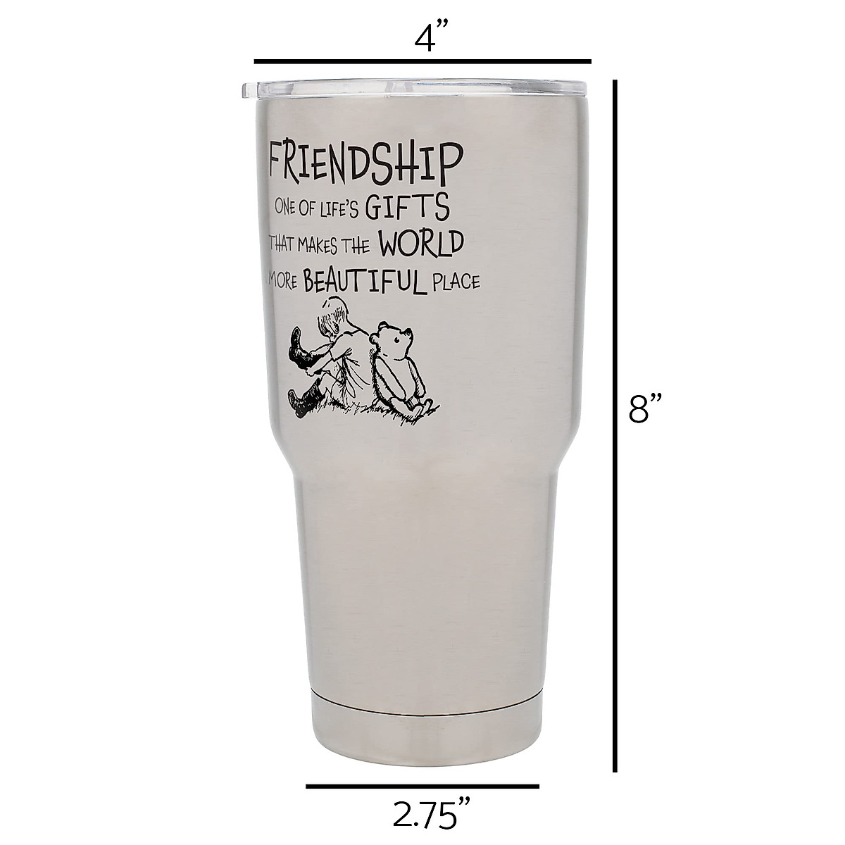Elanze Designs Friendship Life's Gifts Winnie-the-Pooh 30 Ounce Stainless Steel Travel Tumbler