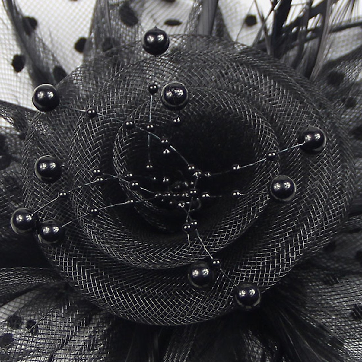 Cocktail Fascinator Hat 20s Pillbox Tea Party Hat Wedding Headwear Kentucky Derby Hats for Women(Black)