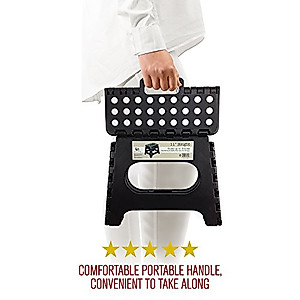 Spranster Super Strong Folding Step Stool - 11" - Sturdy Enough to Hold 300 Lb - Lightweight Foldable Step Stool for Adults and Kids - Opens with one Flip - Great for Kitchen, Bathroom and Bedroom