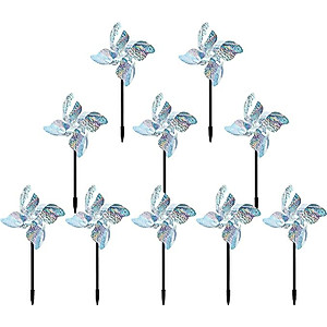 10 Pack Bird Scare Pinwheels Devices, Bird Reflective Pinwheels Woodpecker Bird Deterrent Pinwheel, Bird Repellent Bird Reflector Spinner Blinder Devices Outdoor Keep Birds Away