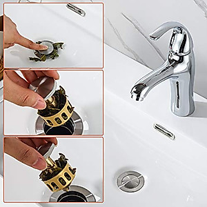 Pop up Sink Drain Stopper for Bathroom Vessel Vanity Sink Art Basin Brushed Nickel,Small Cap with Overflow, Metal Pop up Drain Strainer with Detachable Basket Stopper