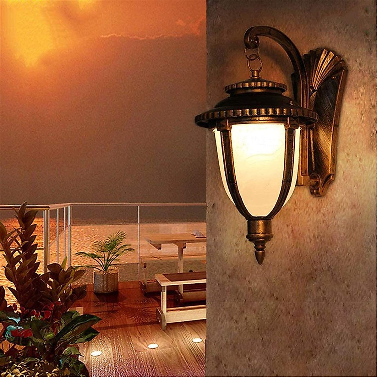 LJYT Retro Exterior Wall lamp Aluminum and Glass lampshade Waterproof Outdoor Wall lamp Staircase gate Entrance Garden Hanging E27 Wall lamp Home Decoration