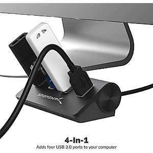 SABRENT 4-Port USB 3.0 Hub - Aluminum Design, Portable Data Hub with 2.5ft Cable for iMac, MacBook, PC - Black (HB-MC3B)