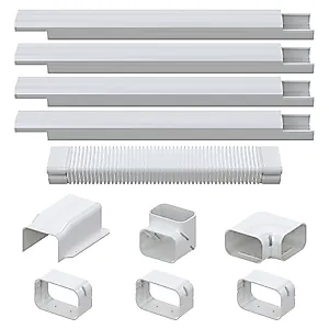 BJADE'S Mini Split Line Set Cover,4'' 16.5 Ft PVC Decorative Line Set Cover Kit for Central Air Conditioner & Heat Pump