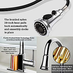 Touchless Kitchen Faucet,Soosi Motion Sensor Single Handle Automatic Kitchen Faucets One/3 Hole 3-Function Kitchen Faucets with Pull Down Sprayer Spot Free Polished Chrome Solid Brass Stainless Steel