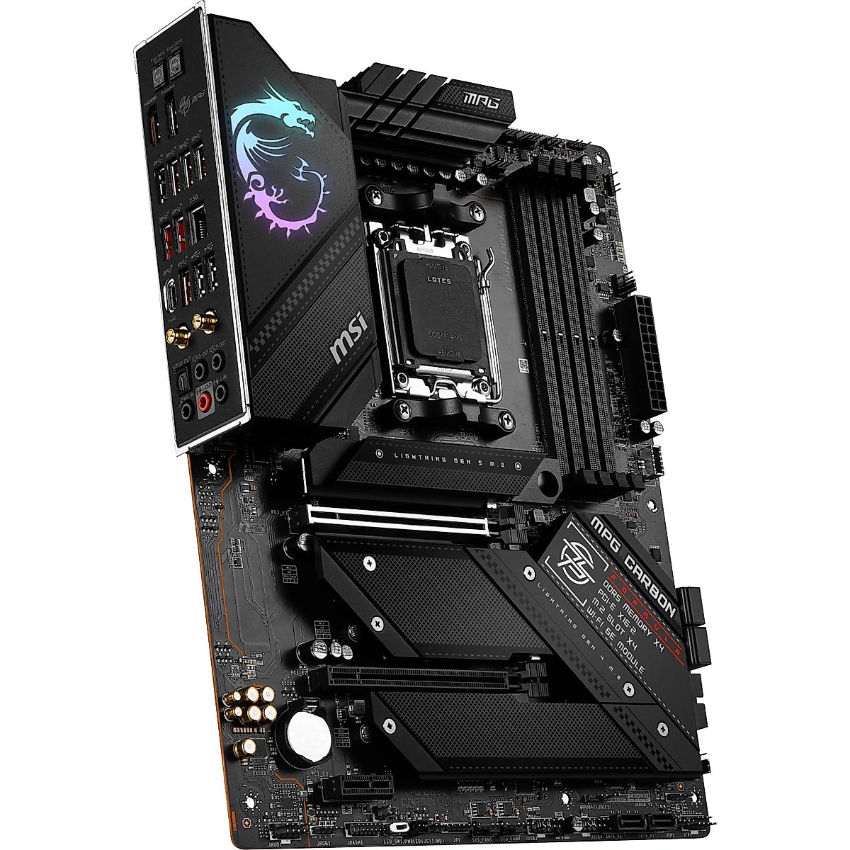 MSI MPG B650 Carbon WiFi Gaming Motherboard (AMD AM5, ATX, DDR5, PCIe 4.0, M.2, SATA 6Gb/s, USB 3.2 Gen 2, HDMI/DP, Wi-Fi 6E, AMD Ryzen 7000 Series Desktop Processors)