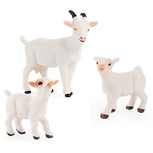 BLAPNK 3 Pcs Realistic Sheep Animals Model Figurine Toy Cake Toppers, Barn Farm Goat Family Figure Collection Playset Preschool Science Educational Learning Cognitive Props