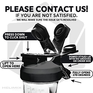 HELIMIX 2.0 Vortex Blender Shaker Bottle Holds upto 28oz | No Blending Ball or Whisk | USA Made | Portable Pre Workout Whey Protein Drink Shaker Cup | Mixes Cocktails Smoothies Shakes | Top Rack Safe