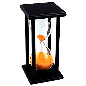 Sandglass 30 Minutes Timer Hourglass for Ornament Decoration Restaurant Living Room Home Closet Office Desk Bedroom Party Festival Christmas Wooden Frame Sand Timer Clock Orange