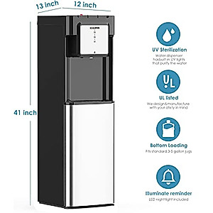 SOOPYK Bottom Loading Water Dispenser for 5 Gallon Bottle - Self Cleaning - 3 Temperature Settings - Child Safety Lock