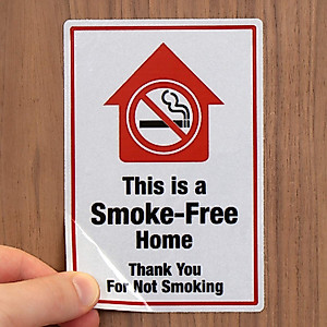 SmartSign This is A Smoke Free Home Stickers, Thank You for Not Smoking Decals | Pack of 3 EG Reflective Adhesive Decals/Labels/Stickers, Made in USA