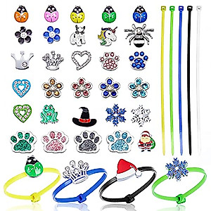 60 Colorful Chicken Poultry Leg Bands Adjustable Chicken Identification Bands Plastic Cable Tie with 30 Poultry Charms Accessories for Bird Chicken Duck Parrot Geese Turkey