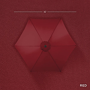 Best Choice Products 10ft Outdoor Steel Polyester Market Patio Umbrella w/Crank, Easy Push Button, Tilt, Table Compatible - Red