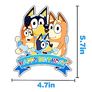 30PCS Blue Dog Cake Cupcake Topper Decorations Cartoon Dog Happy Birthday Party Supplies for Kids Party Favors