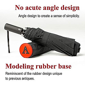 Portobello Large Travel Umbrella Folds Into Portable Travel Size - 54 Inch Double Vented Canopy Big Enough To Fit In 2 Adults - Auto Open Close (Black)