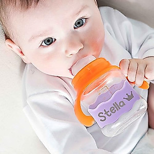 Personalized Bottle Labels, Silicone Baby Bottle Bands for Daycare Custom Name Reusable Water Bottle Labels (1pc)