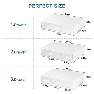 MAYGIBYE Desk Organizer with 6 Drawers, Rectangular Desktop Drawers, Plastic Makeup Storage,Detachable Design Holder Desk Organizer and Accessories, Suitable for Office, School, Home (White)