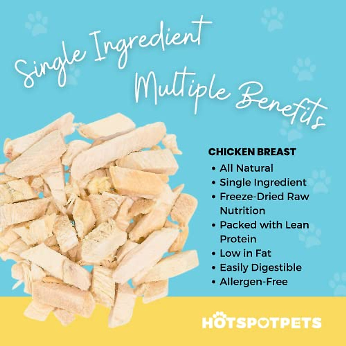 hotspot pets Freeze Dried Chicken Treats for Cats & Dogs - Single Ingredient All Natural Grain-Free Chicken Breast - Perfect for Training, Topper or Snack - Made in USA - 1LB Bag (Chicken Breast)
