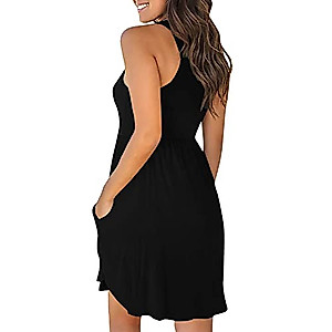 Mini Dresses for Women Sexy Women Summer Casual Simple Solid Color V Neck Pocket Dress