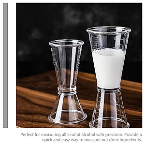 ULTECHNOVO Jigger for Bartending, 5pcs Double Jigger Clear Plastic Jigger Shot Japanese Shot Glass Mixed Drink Measurer Cocktail Double Head Measuring Cup Kitchen Bartender Tools for Home Bar