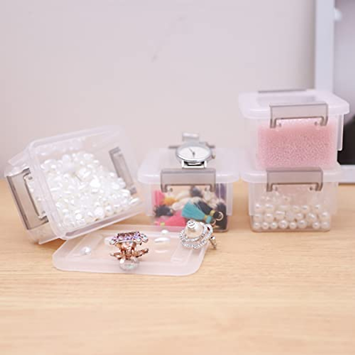 Citylife 20 Packs 0.18 QT Plastic Bead Organizers & 6 Packs 3.2 QT Small Storage Bins with Lids Storage Containers for Organizing Stackable Clear Storage Boxes