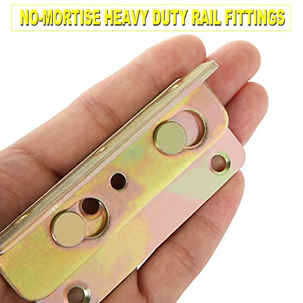 CYEAH 12PCS Bed Rail Brackets Heavy Duty Non-Mortise Wooden Bed Rail Fittings, Rust Proof Bed Frame Hardware Brackets for Connecting to Wood, Headboards and Foot-Boards