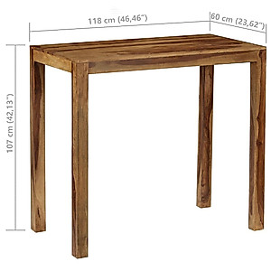 WHOPBXGAD Bar Table,Kitchen Table, Dining Room Counter, Easy to Assemble Suitable for Small Spaces, Flats, Bars, Restaurants,Solid Sheesham Wood 46.4"x23.6"x42.1"