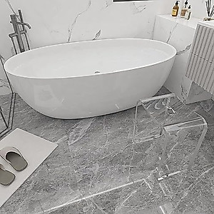 WAHFAY Acrylic Shower Bench, Clear Shower Stool for Inside Shower, Modern Shower Chair Bath Seat with Rounded Edge, 300lbs Weight Capacity