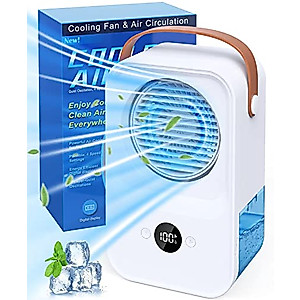 clleylise Portable Personal Air Cooler - Powerful, Quiet, and Energy Efficient USB Evaporative Air Cooler Cooling Fan in 4 Speed For Bedroom, Office, Living Room & More