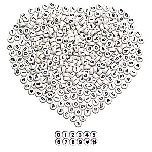 Melius 500Pcs Acrylic Number Beads for Jewelry Making, DIY Necklaces, Key Chains, Bracelets (4x7 Round, White)