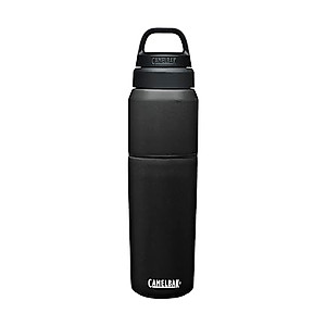 CamelBak MultiBev Water Bottle & Travel Cup – Vacuum Insulated Stainless Steel – Black – 22oz bottle & 16oz cup