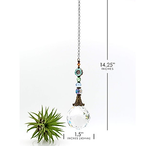 Elegant Handmade Crystal SunCatcher (40mm) Crystal Hanging for Windows, Garden, Gift, Family, Friends, Mom, Aunt, Grandma (Qty of 1, Length: 18 inches) | 2 Dirty Birds Boutique