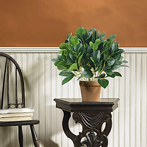 HO2NLE 4Pcs Artificial Shrubs Plants Fake Eucalyptus Leaves Stems Faux Greenery Branches for Garden Window Box Home Wedding Courtyard Outdoor Office Kitchen Decoration