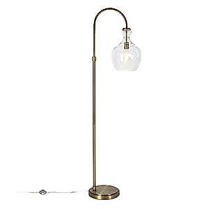 Henn&Hart Arc Floor Lamp with Glass Shade in Brass/Seeded, Floor Lamp for Home Office, Bedroom, Living Room
