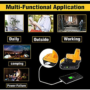 TenHutt 【with USB】 Replace for Devolt 18V to 20V Battery Adapter Converter DCA1820 for Devolt 18V Tools, Convert Devolt 20V Battery DCB203 DCB206 to Devolt 18V XRP NiCd NiMh Battery DC9098 DC9096