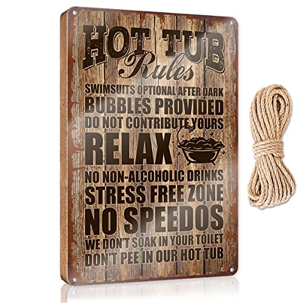 Outdoor Wooden Signs Funny Hot Tub Rules Wooden Sign Cool Posters For Guys Bar Signs For Man Cave (Size : 20X30CM)