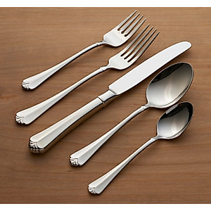 Oneida Golden Juilliard 5 Piece Fine Flatware Set, 18/10 Stainless, Service for 1,Silver