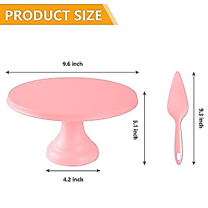 Round Cake Stand 9.84 Inch with Spatula, Salmon Colored Cupcake Stand Bamboo Fiber, Dessert Display Plates for Snacks, Cookies, Candy Dish for Birthday Parties, Weddings, Baby Shower