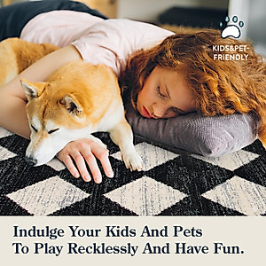 Lahome Washable Black and White Kitchen Runner Rug, 2x5 Soft Non Slip Laundry Room Rug Bathroom Runner Rugs with Rubber Backing, Moroccan Trellis Kid Pet Friendly Carpet Runner for Entryway Bedside